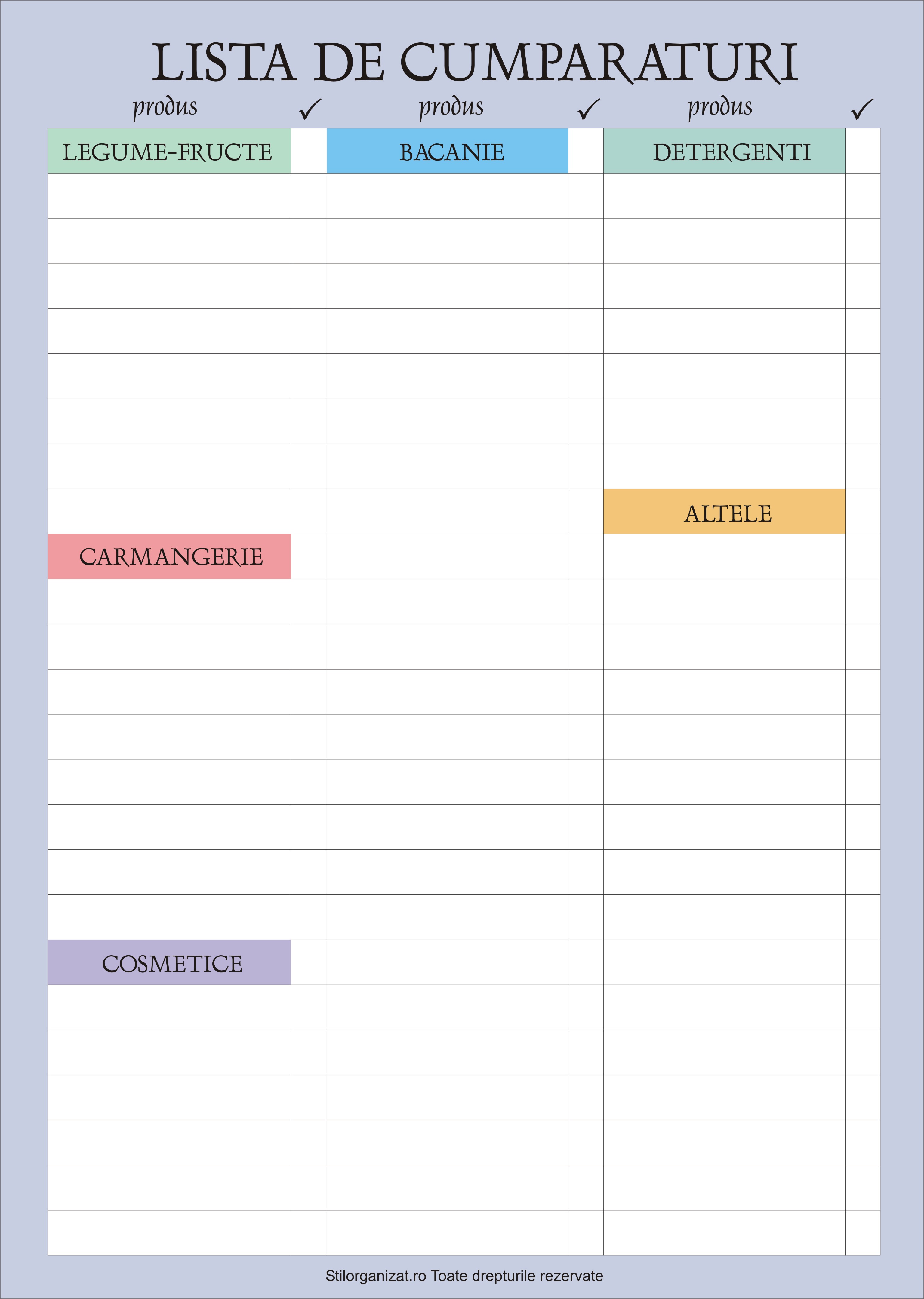 Lista de cumparaturi - StilOrganizat